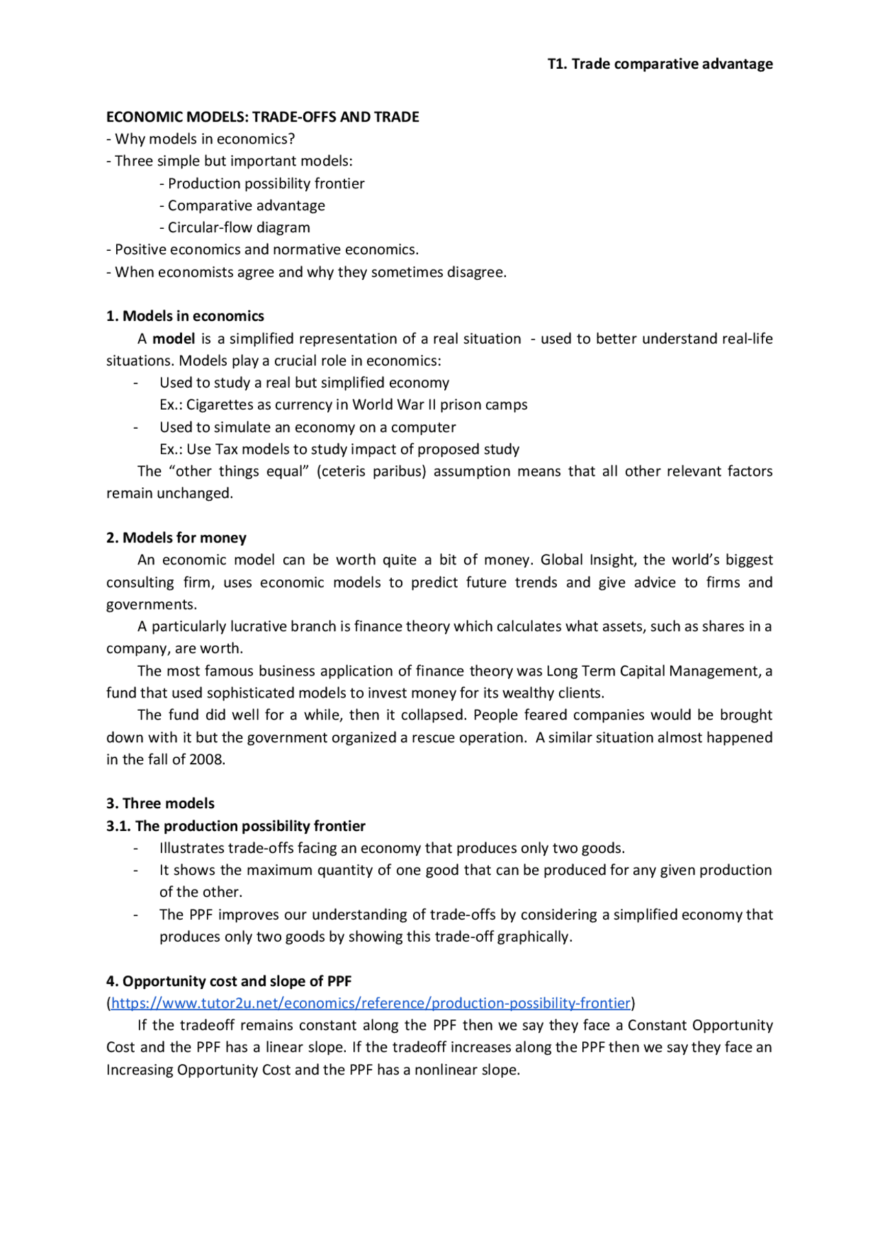 Trade comparative advantage - Docsity