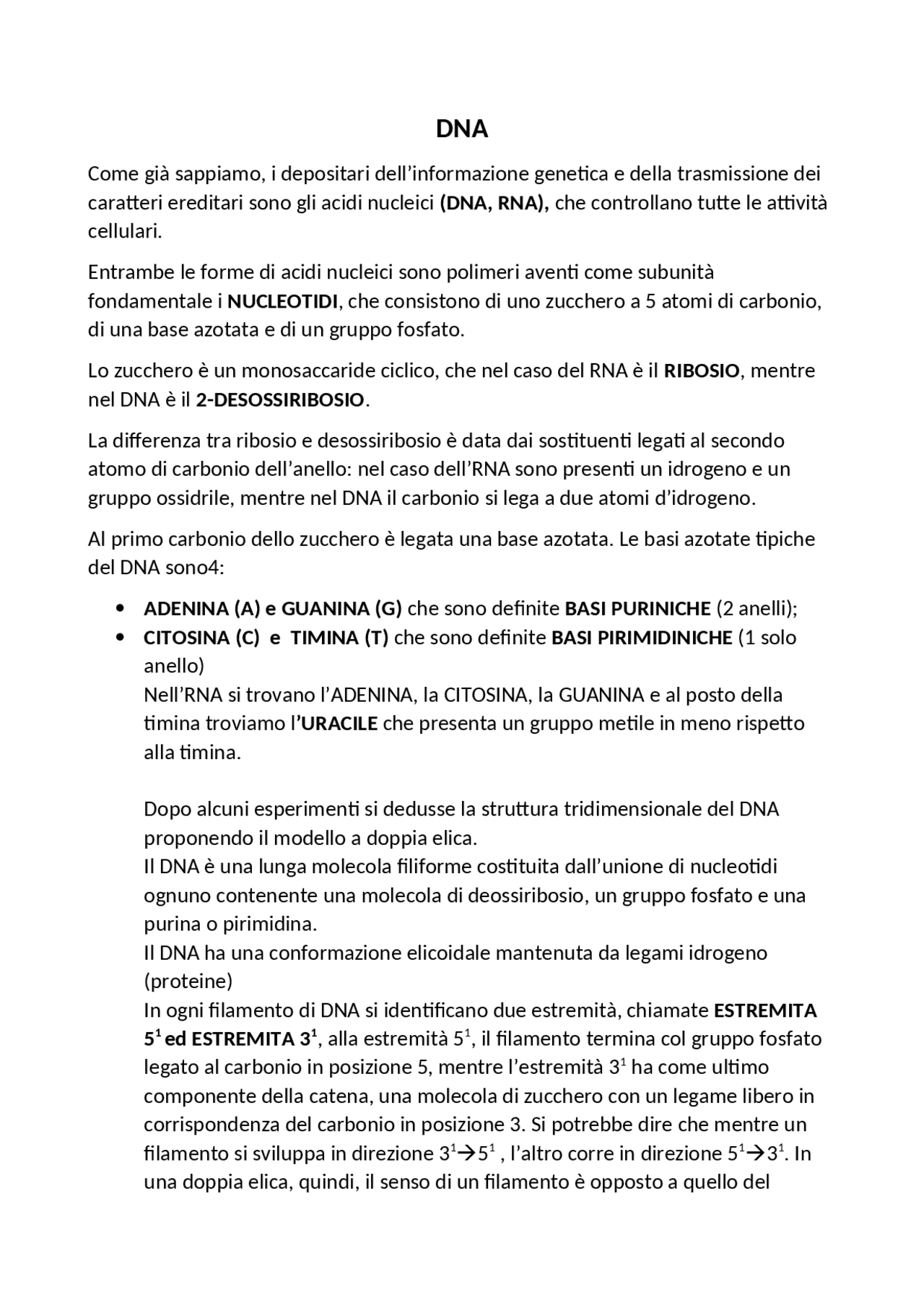 Appunti Brevi E Coincisi Sul Dna Docsity