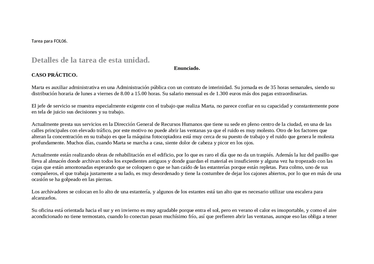 Tarea Formación Y Orientación Laboral 06 Ejercicios De Formación Y