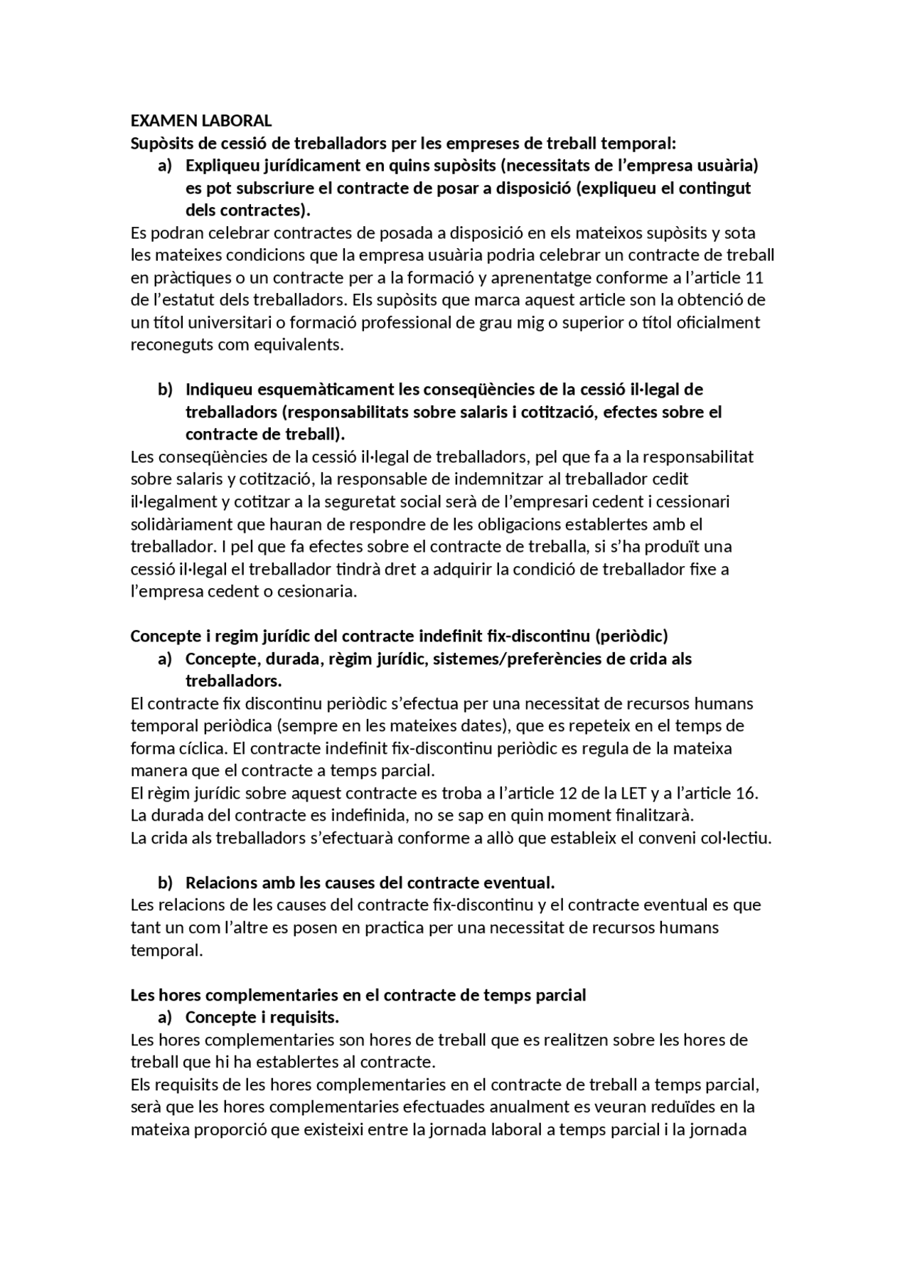 Examen Dret Del Treball Ii Docsity