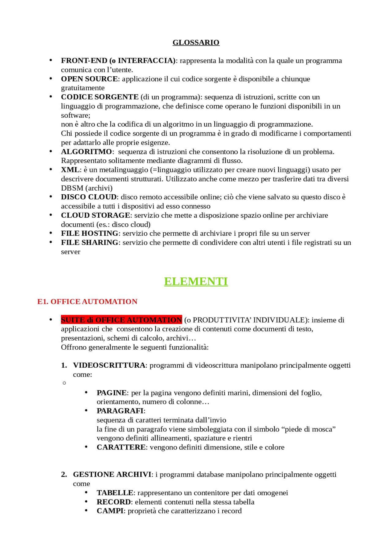 Elementi Di Informatica Docsity