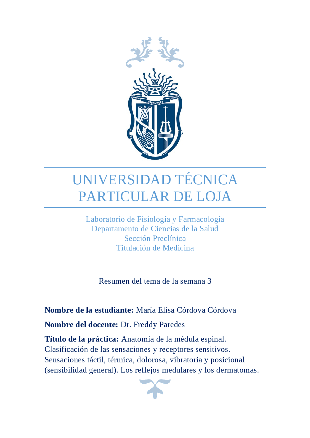 Anatomía De La Médula Espinal Apuntes De Neurología Docsity