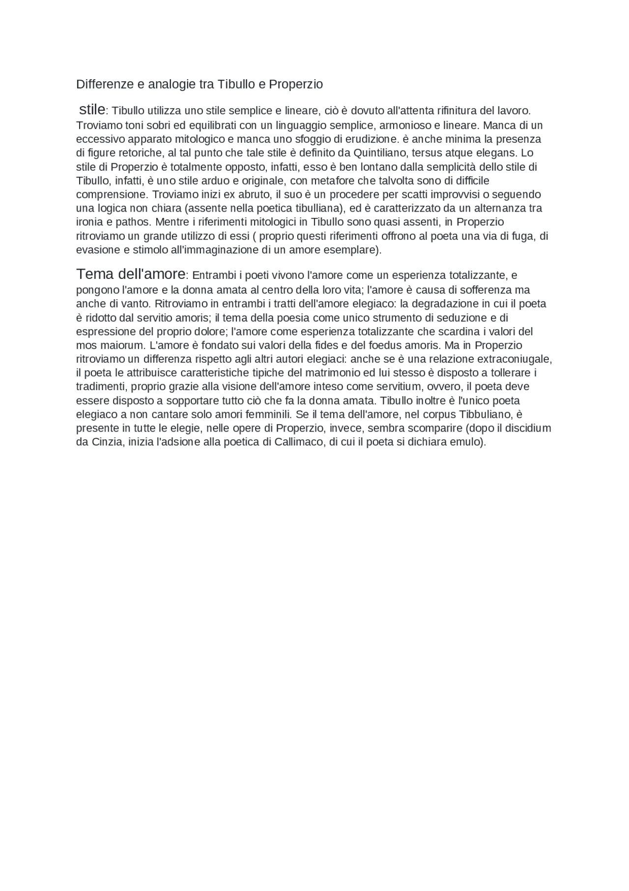 Differenze E Analogie Tra Tibullo E Properzio Temi Di Latino Docsity