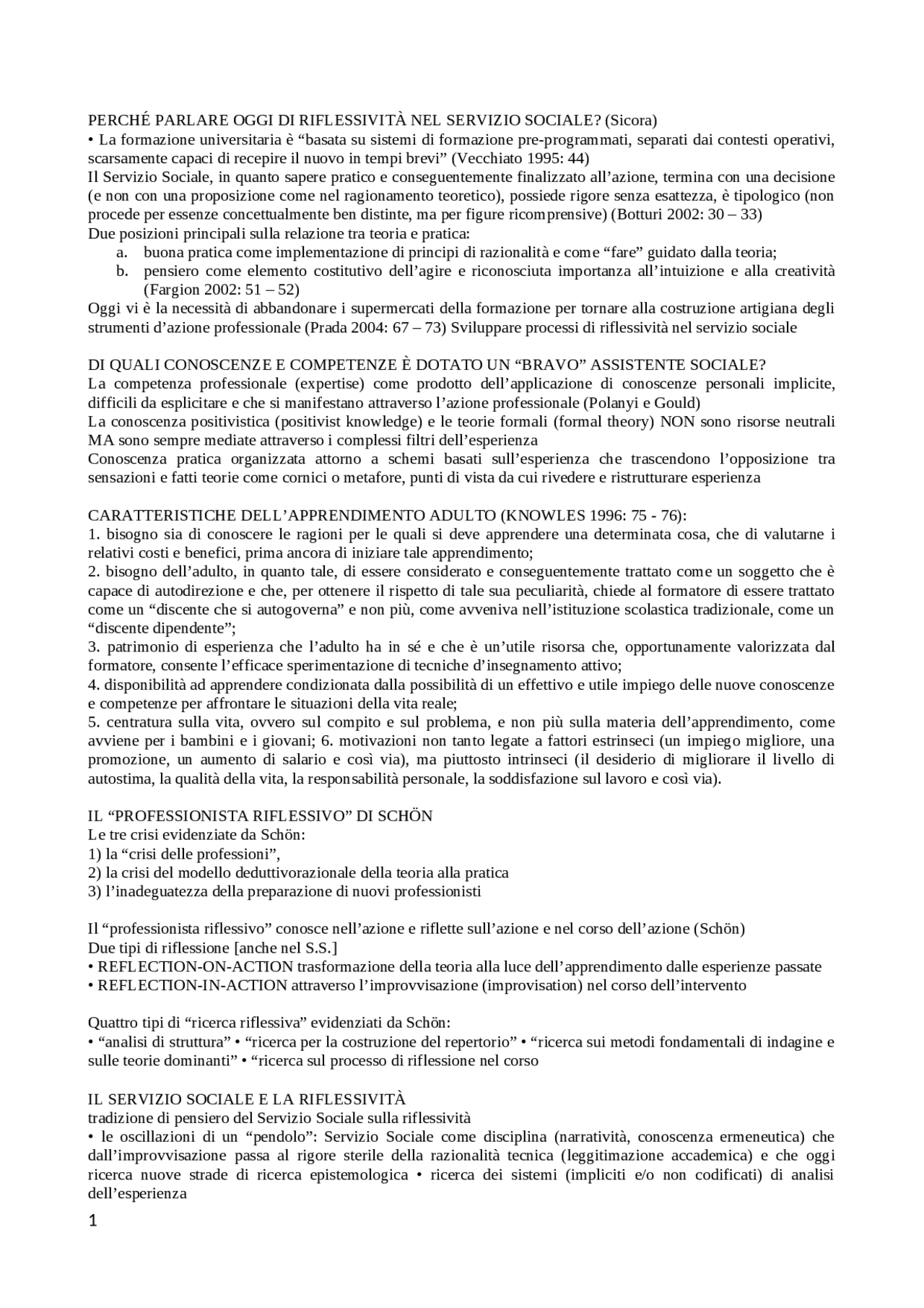 La Riflessività Nel Servizio Sociale Docsity