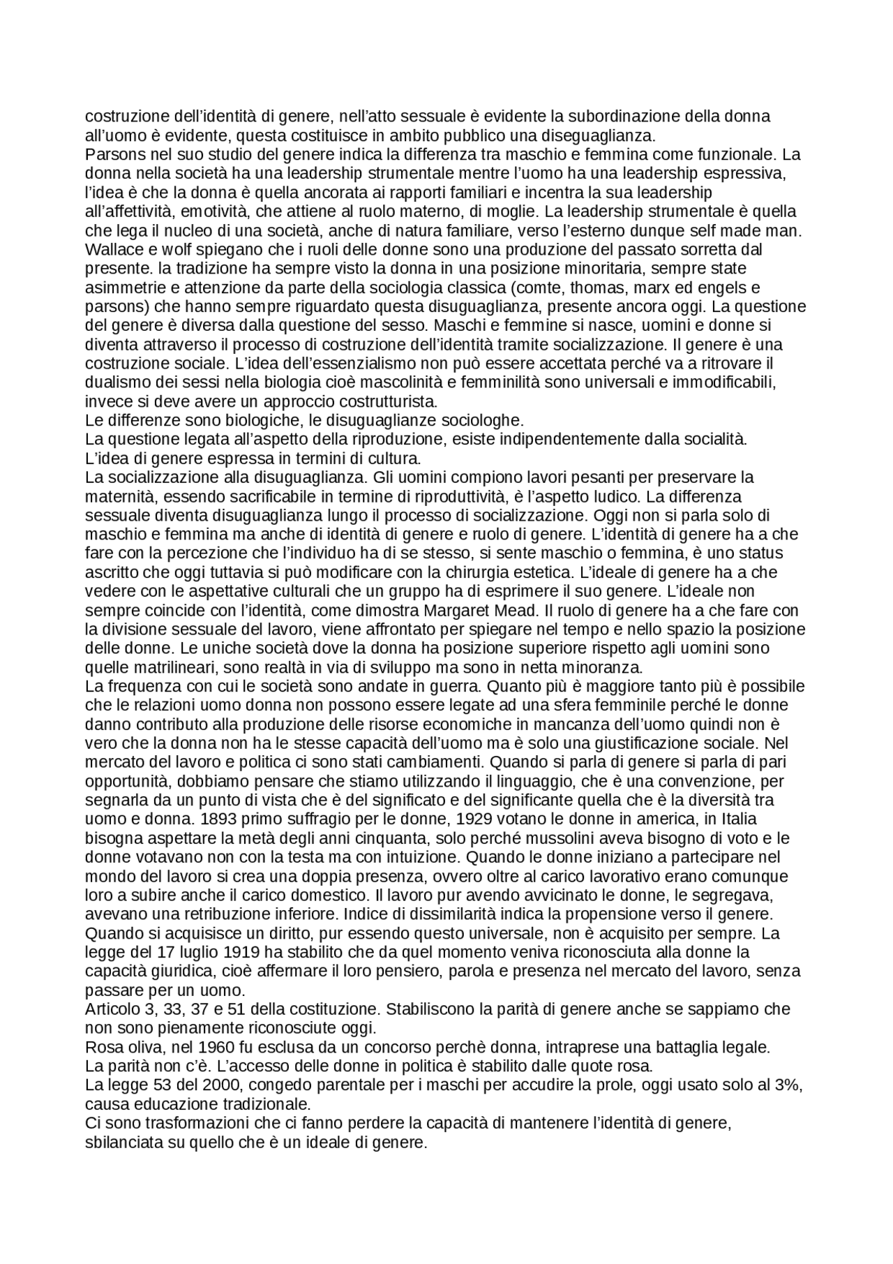 Il Genere Identità E Ruoli Docsity
