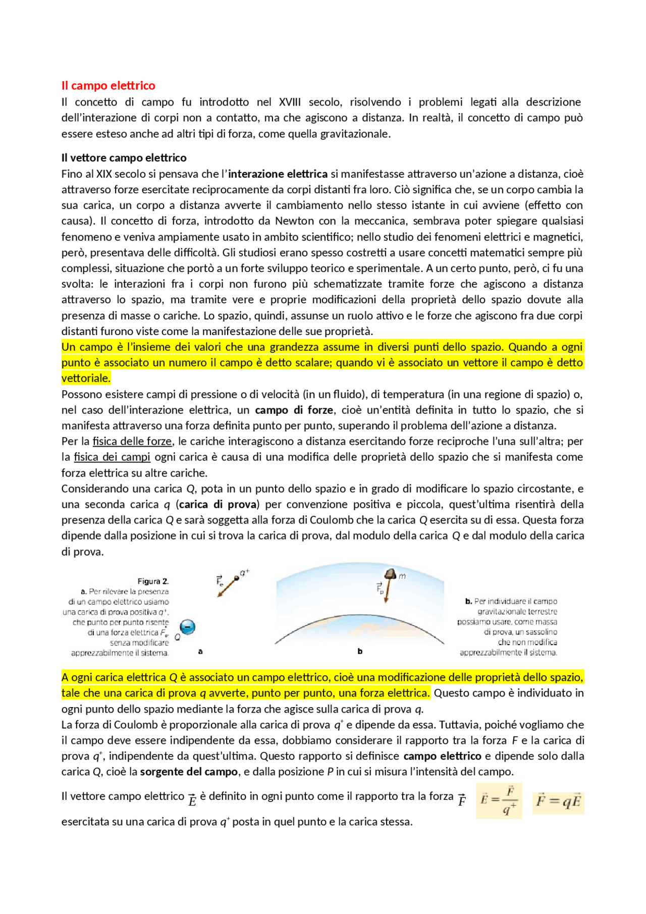 Il Campo Elettrico Docsity