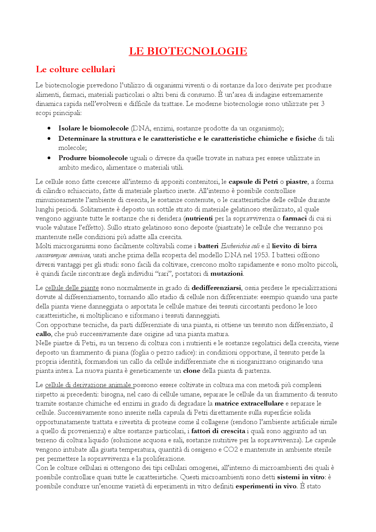 Le Biotecnologie E Le Loro Applicazioni Docsity