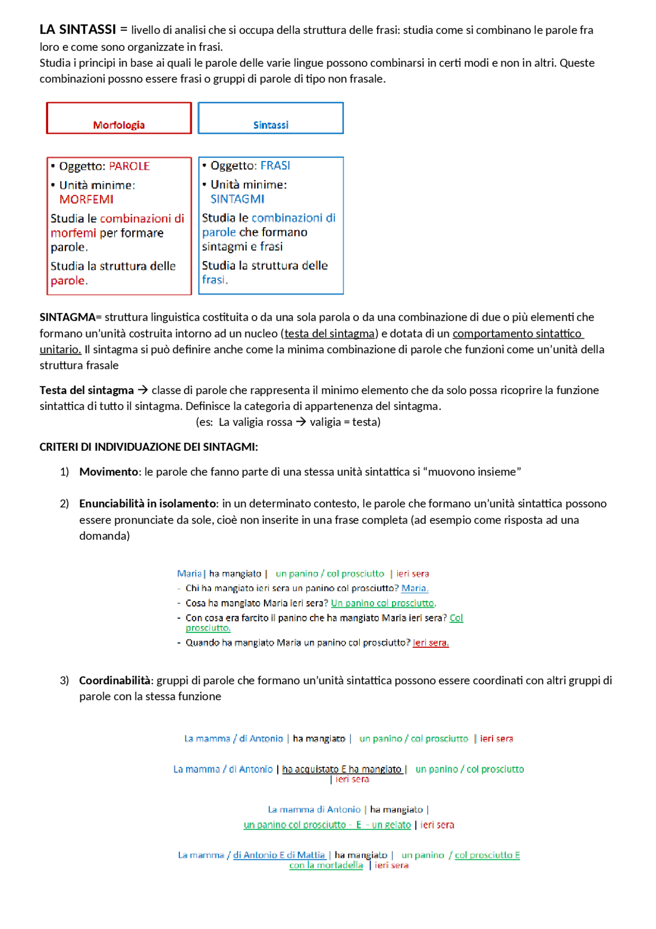 Appunti Linguistica Generale - Sintassi | Appunti di Linguistica Generale | Docsity