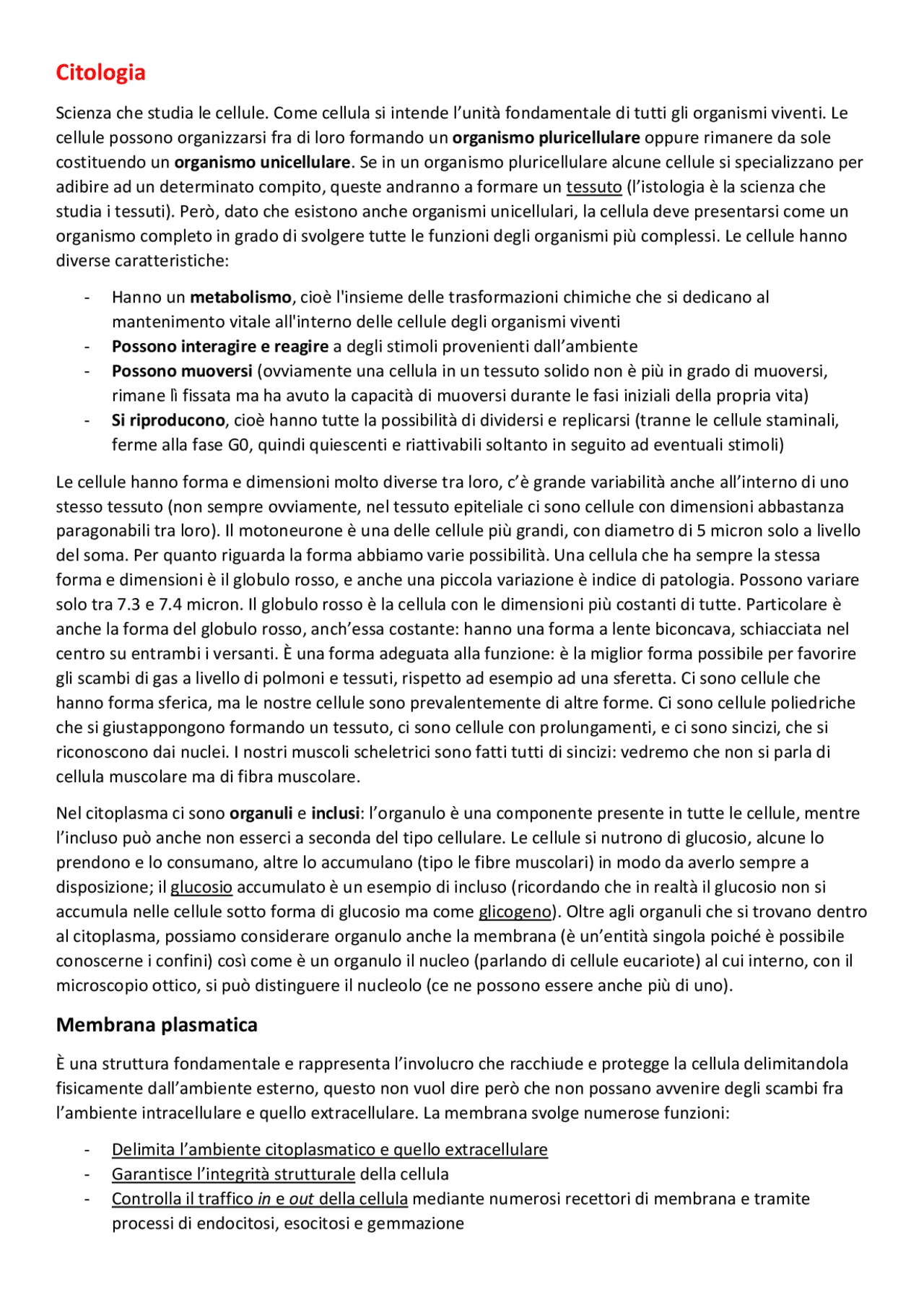 Appunti Di Citologia Docsity