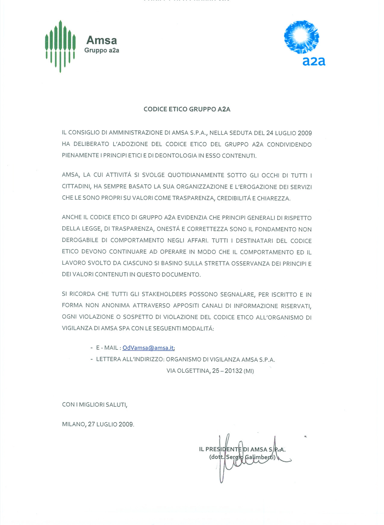 Il codice Etico di A2A - Docsity