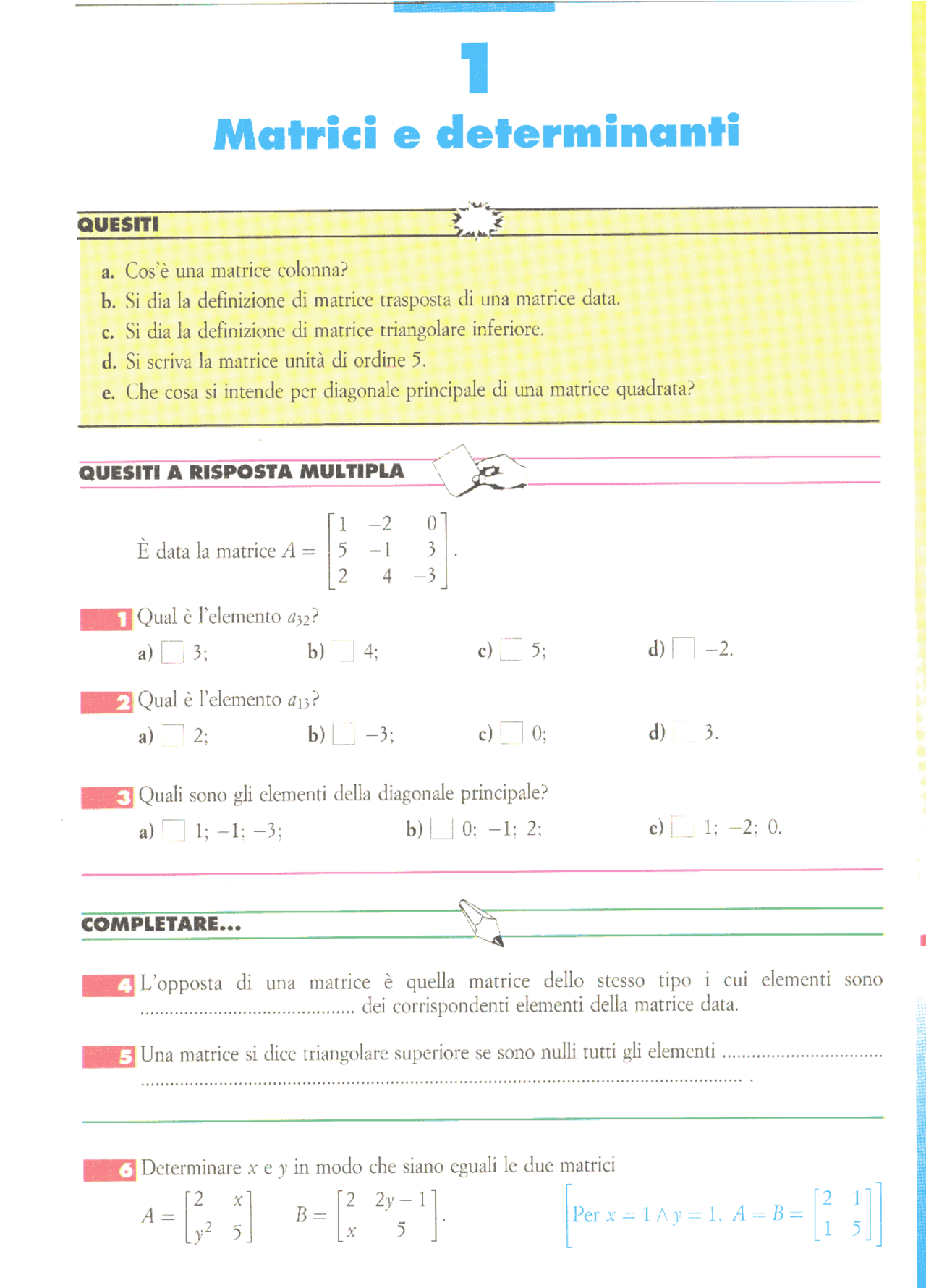 Esercizi Matrici E Determinanti Docsity