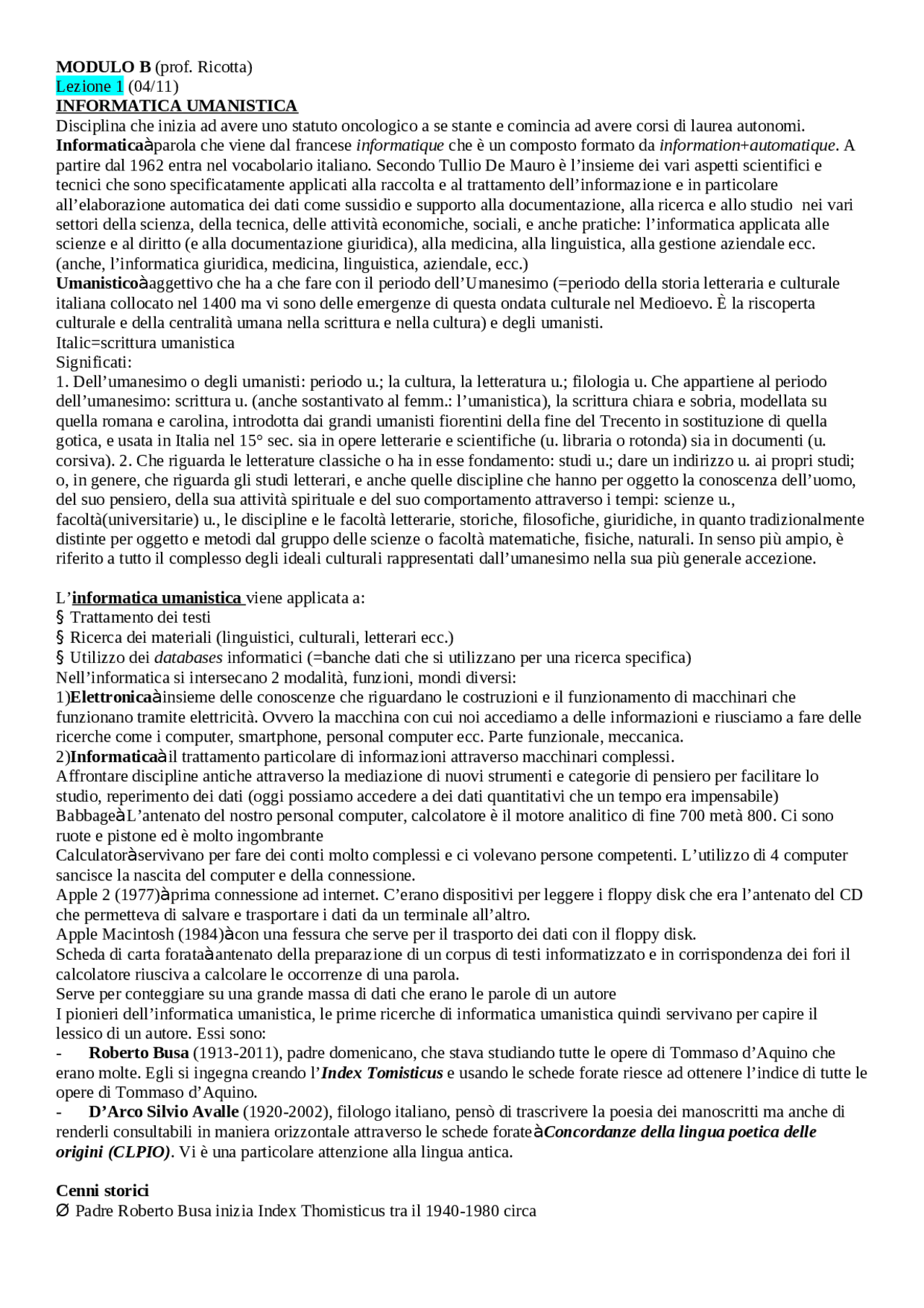 Appunti Informatica Modulo B Prof Ricotta Appunti Di Computer