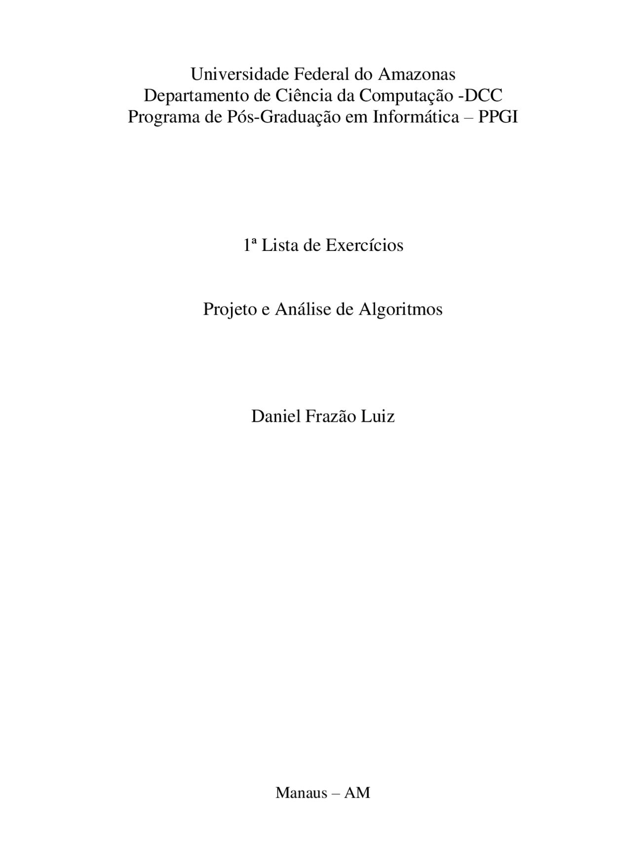 Lista De Projeto E Análise De Algoritmos Docsity