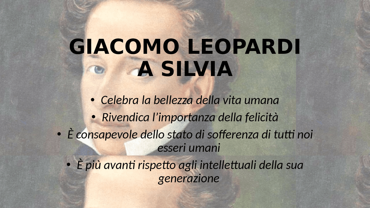 A Silvia Giacomo Leopardi - Docsity