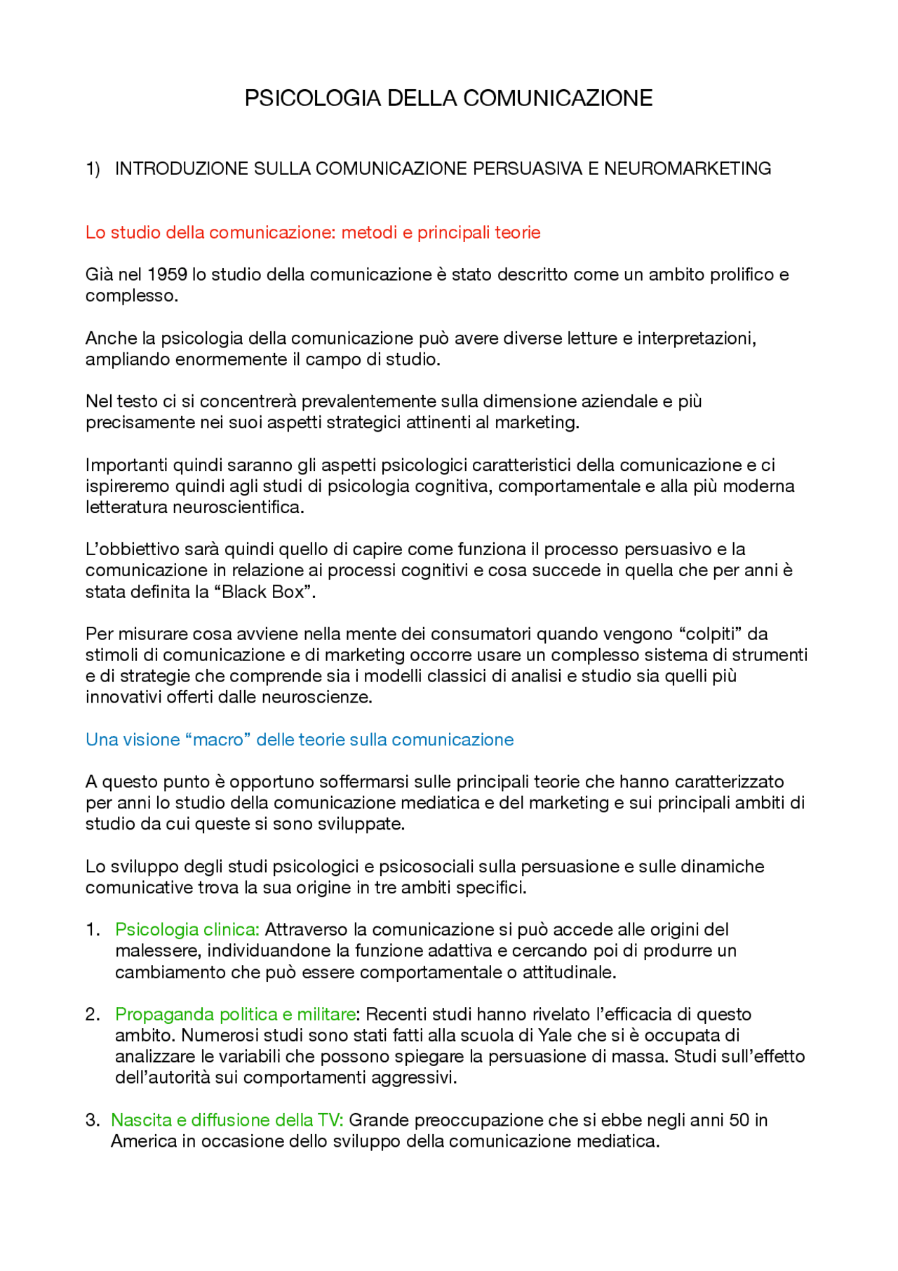 Psicologia Della Comunicazione E Neuromarketing Docsity