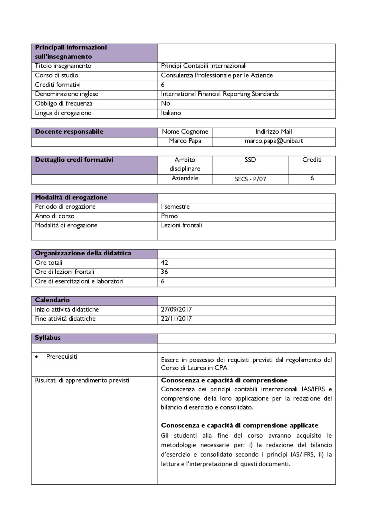Principi Contabili Internazionali Docsity