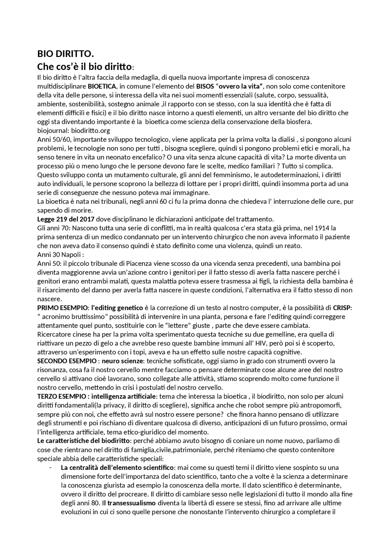 Biodiritto In Generale Docsity