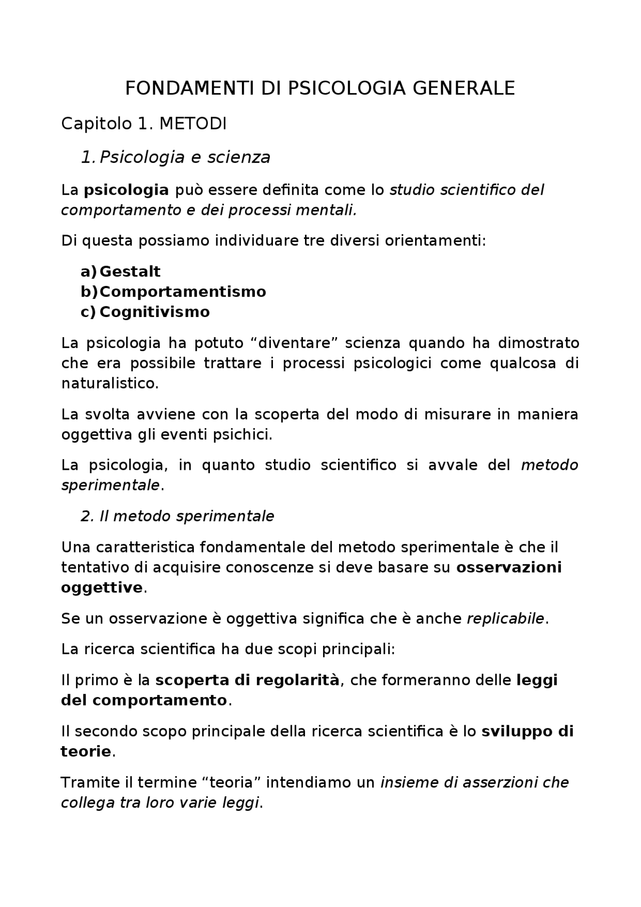 Riassunto Fondamenti Di Psicologia Cognitiva Docsity
