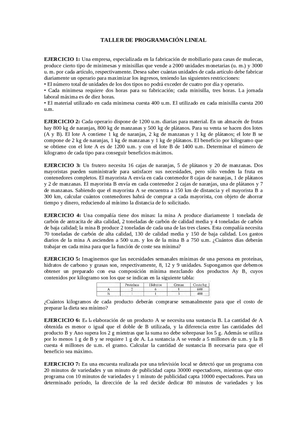 Ejercicios De Programacion Docsity