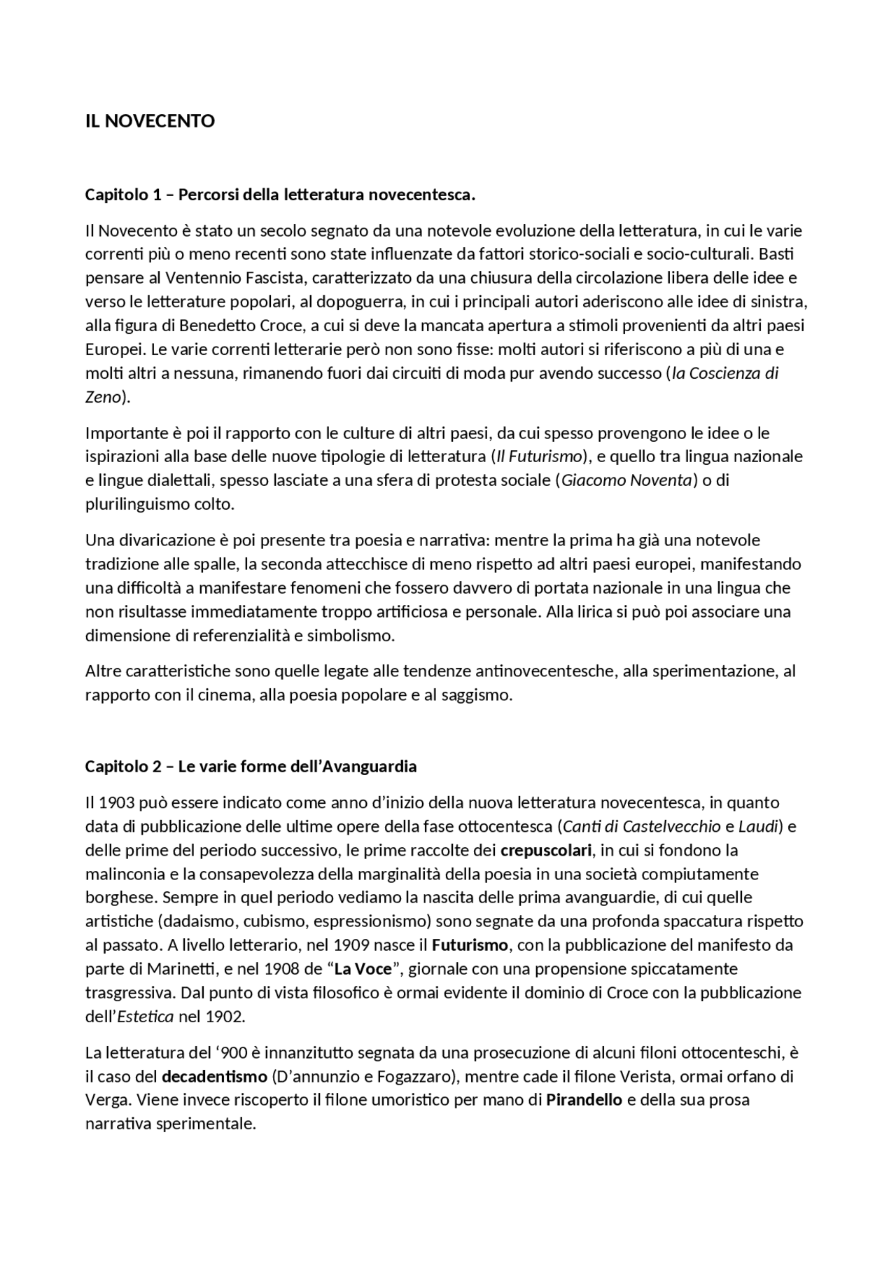 Il Novecento Casadei Docsity