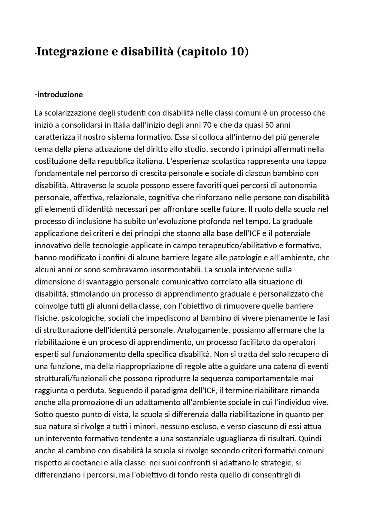 Lintegrazione Scolastica Docsity