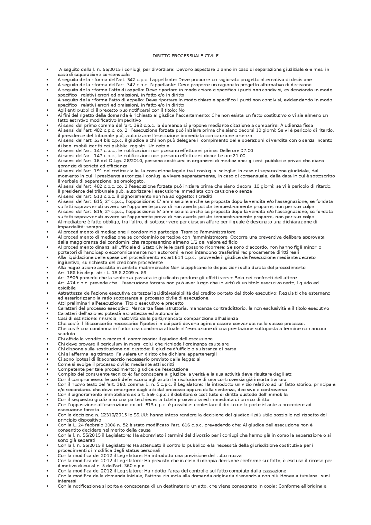 Diritto Processuale Civile Docsity