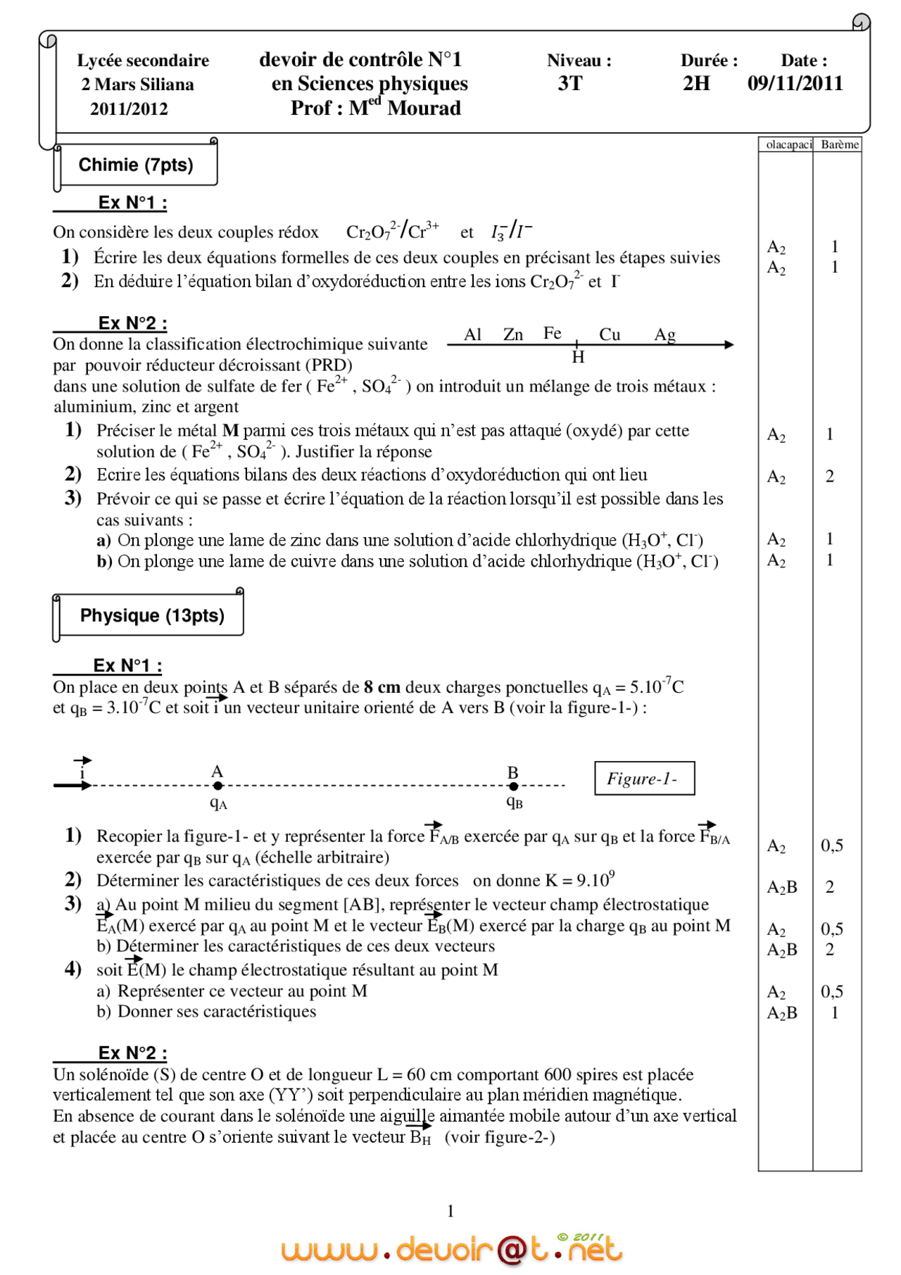 Physique Devoir De Contrôle Docsity