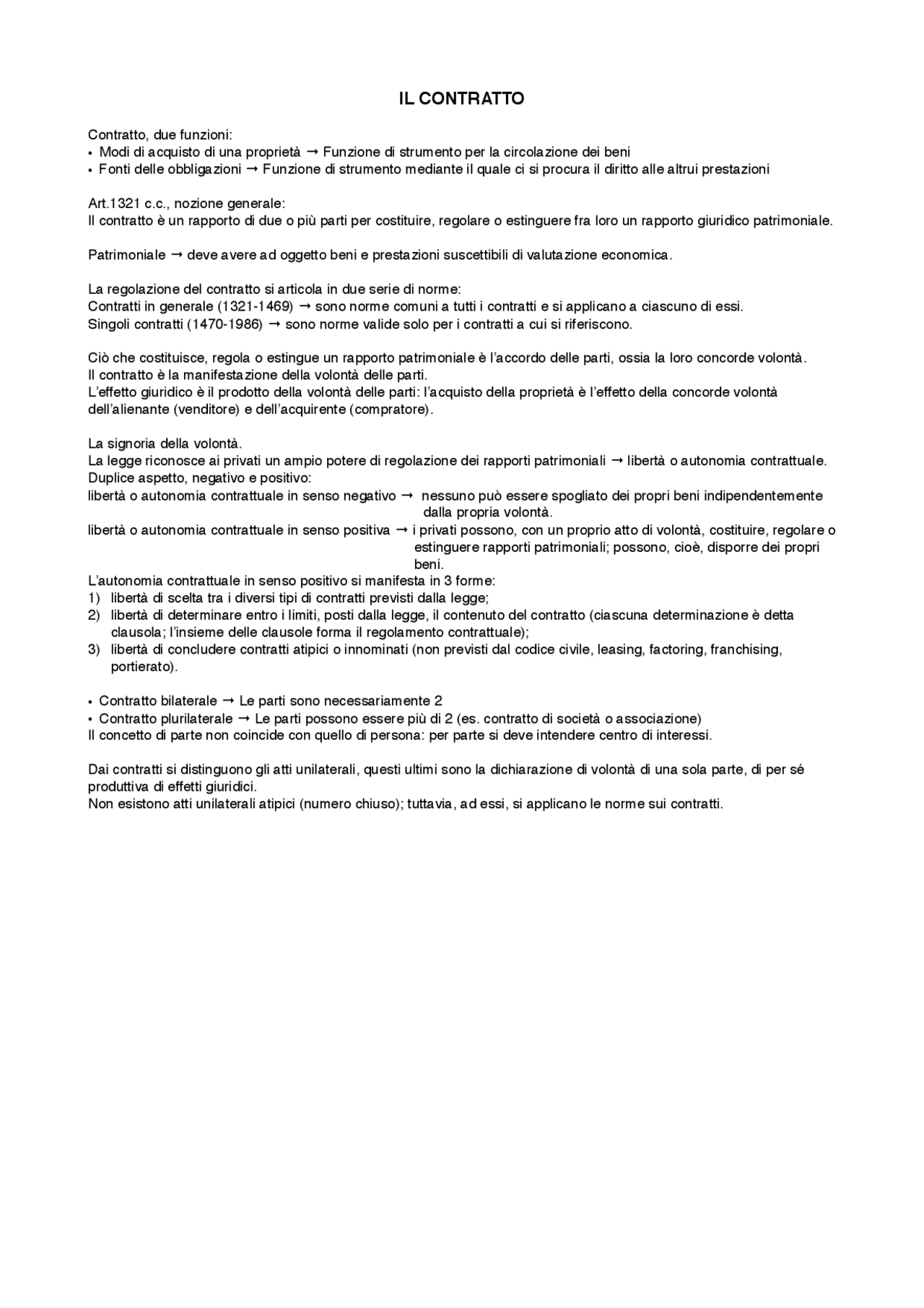 Il contratto, diritto privato, Francesco Galgano, riassunto accurato ...