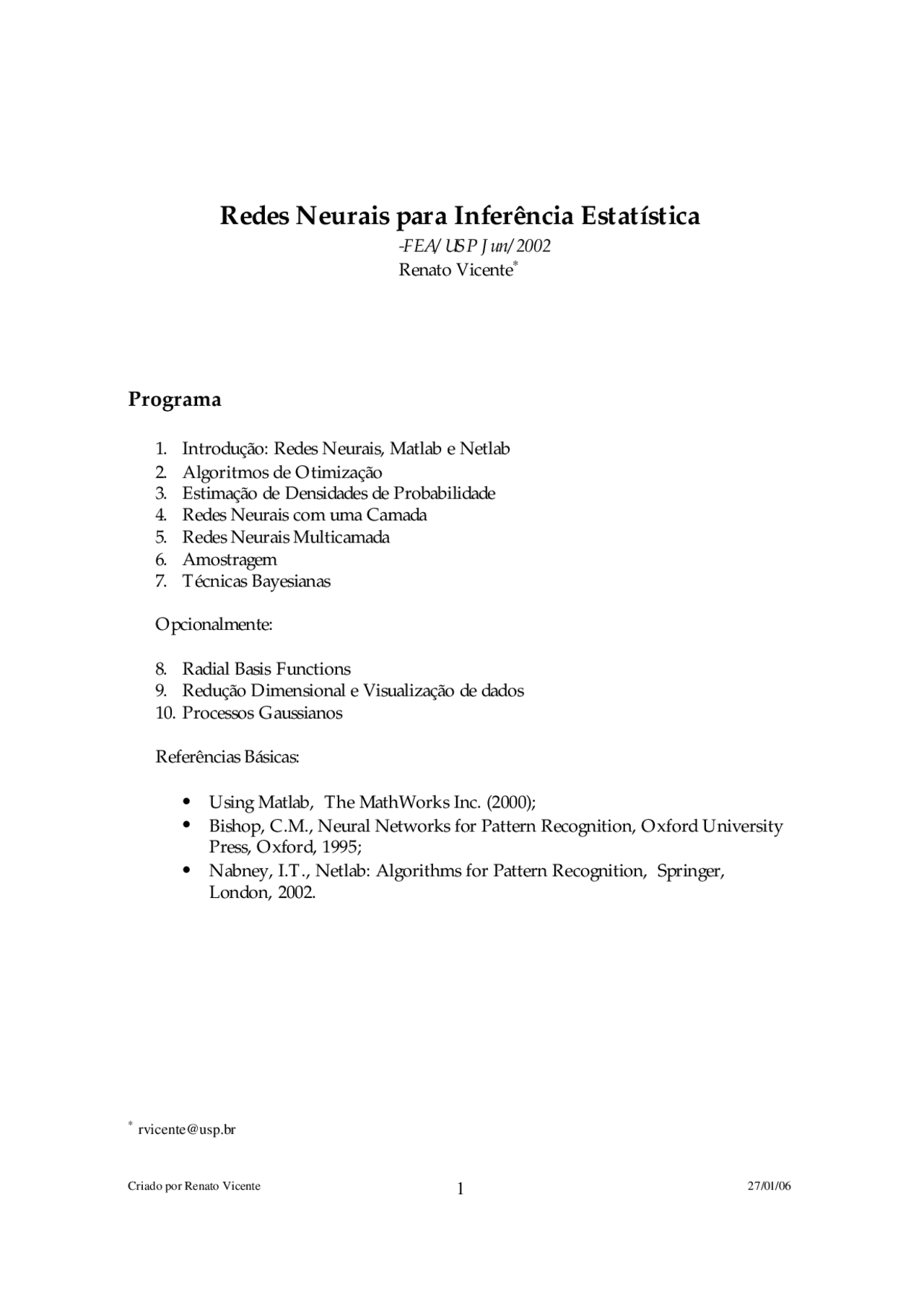 Rna Com Matlab Em Formato De Código Docsity
