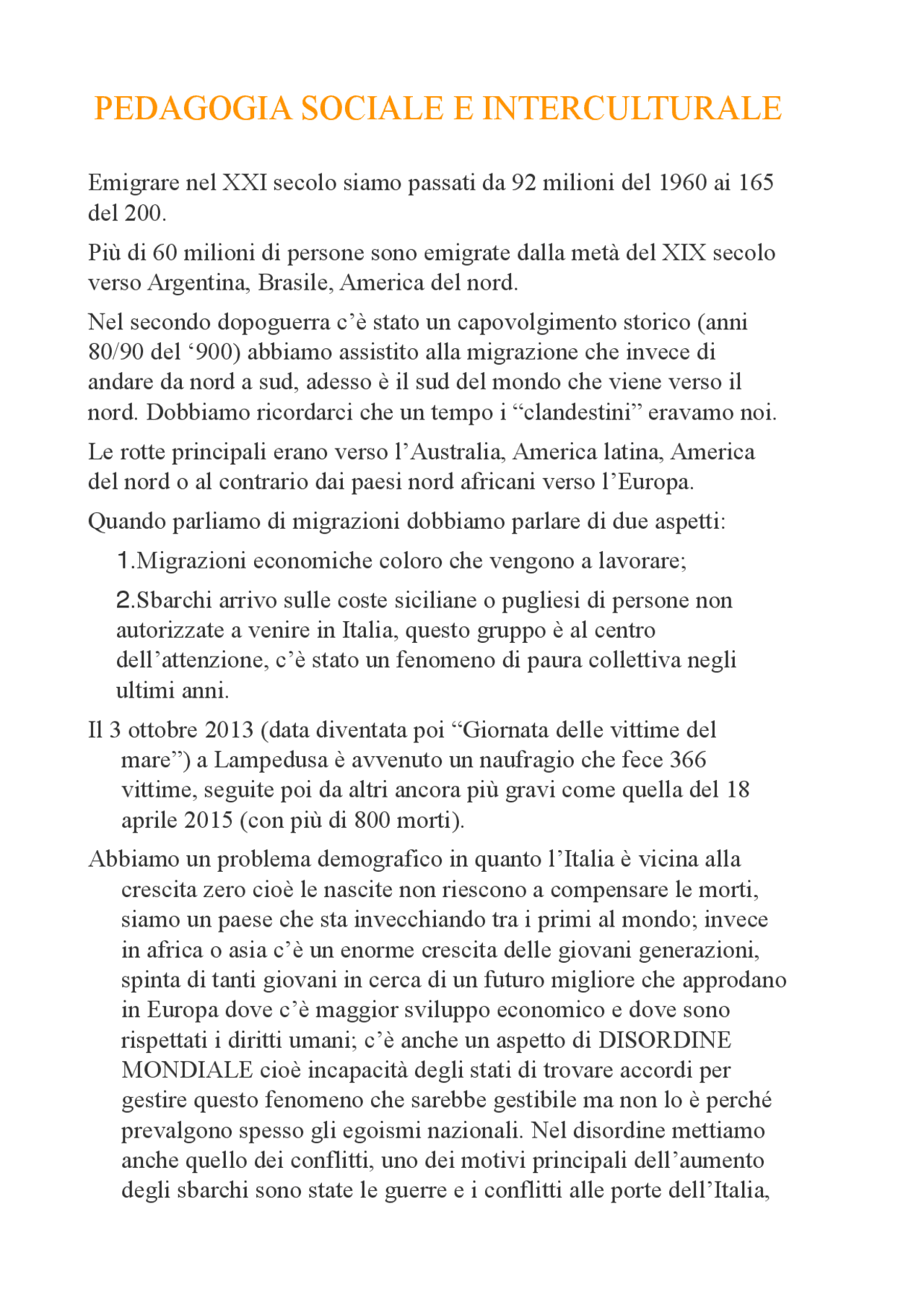 Primi Appunti Pedagogia Sociale E Interculturale Docsity