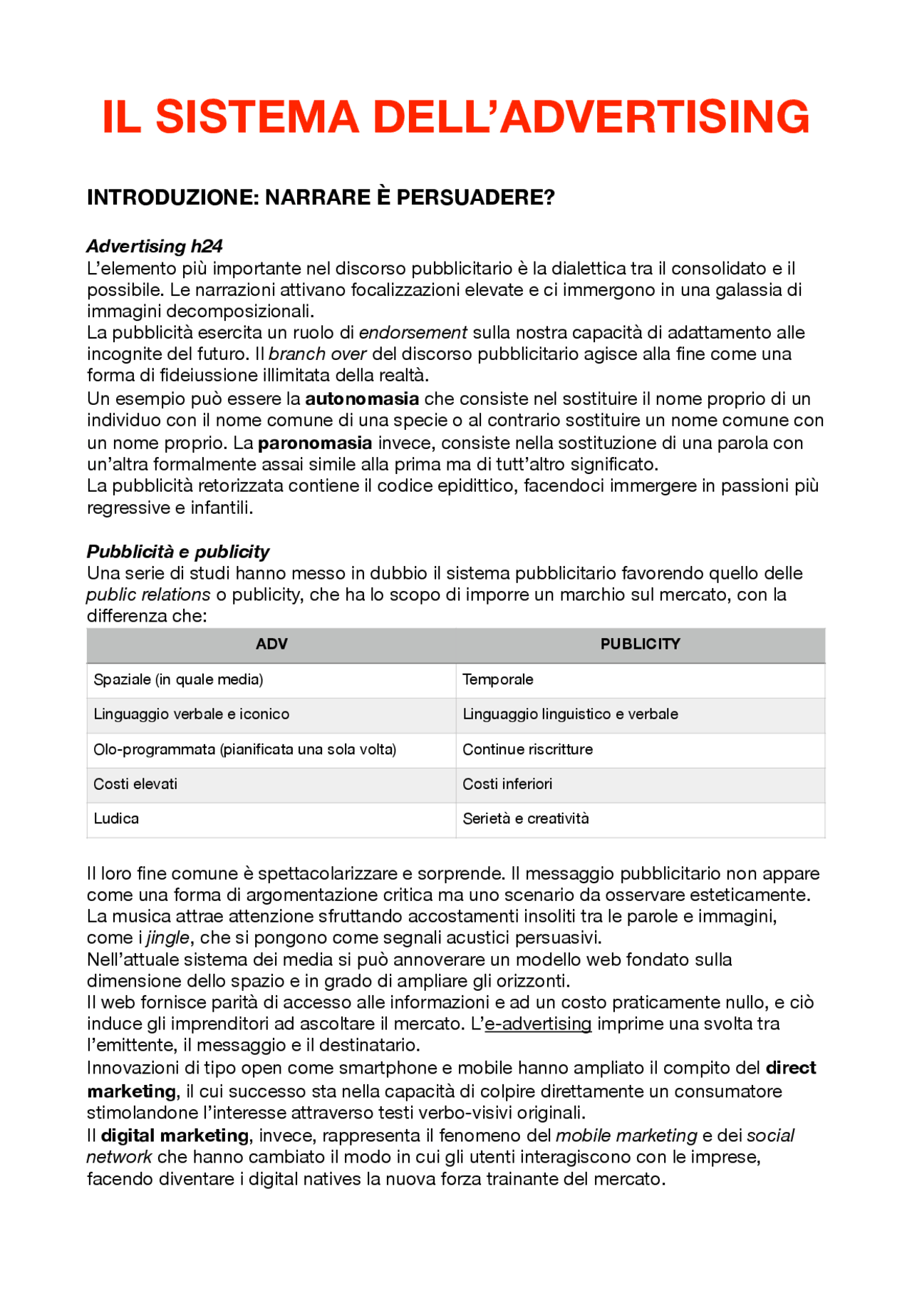 Il Sistema Delladvertising Di Calabrese Docsity