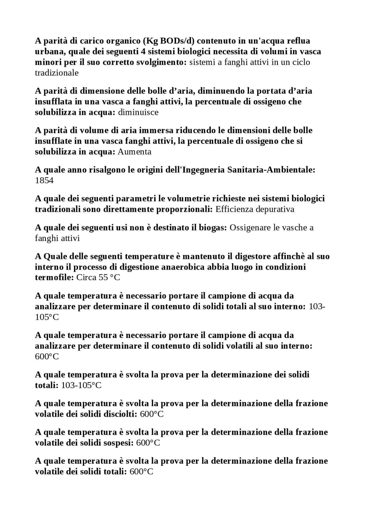 Domande E Risposte Esame Ingegneria Ambientale Prove Desame Di