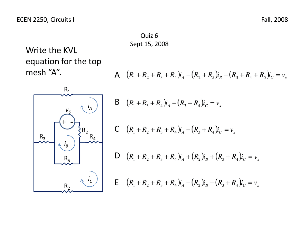 Introduction to Circuits and Electronics - Exam 6 Solved Questions | ECEN 2250 - Docsity