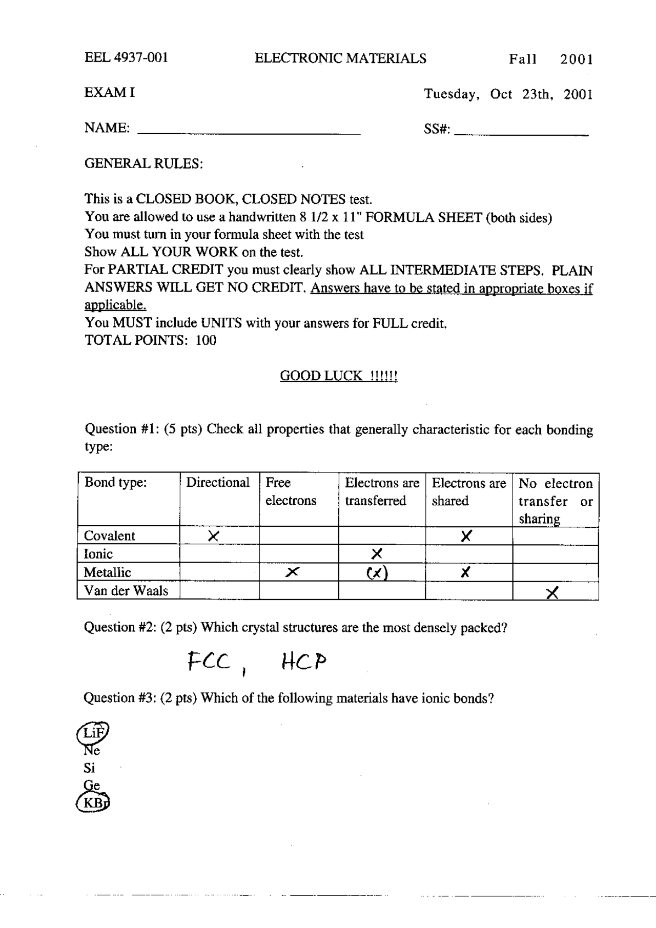 Exam 1 Questions with Solutions - IEEE Hardware Competition | EEL 4937 - Docsity
