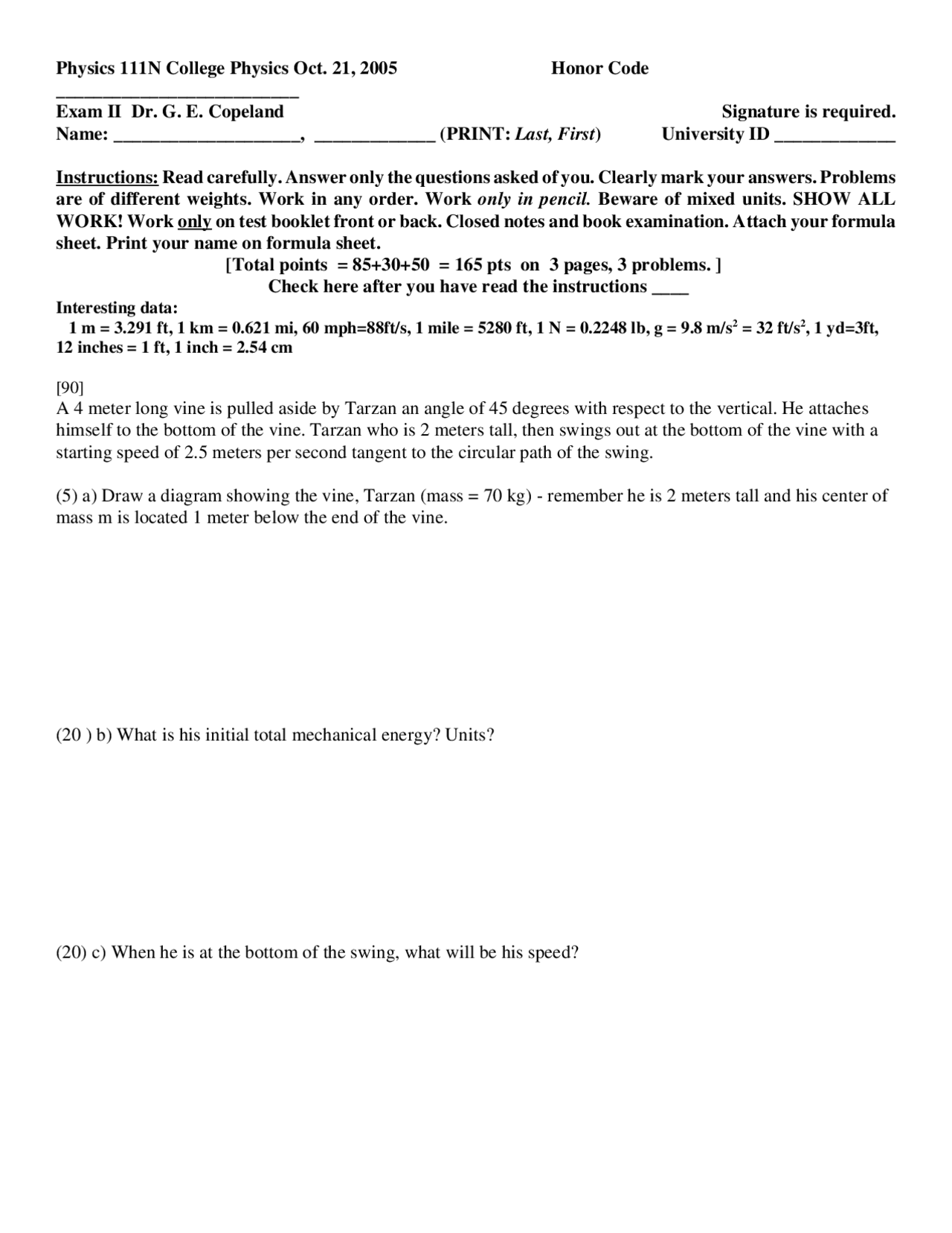 Questions With Solutions In Exam 2 On Introductory Physics Phys 111n