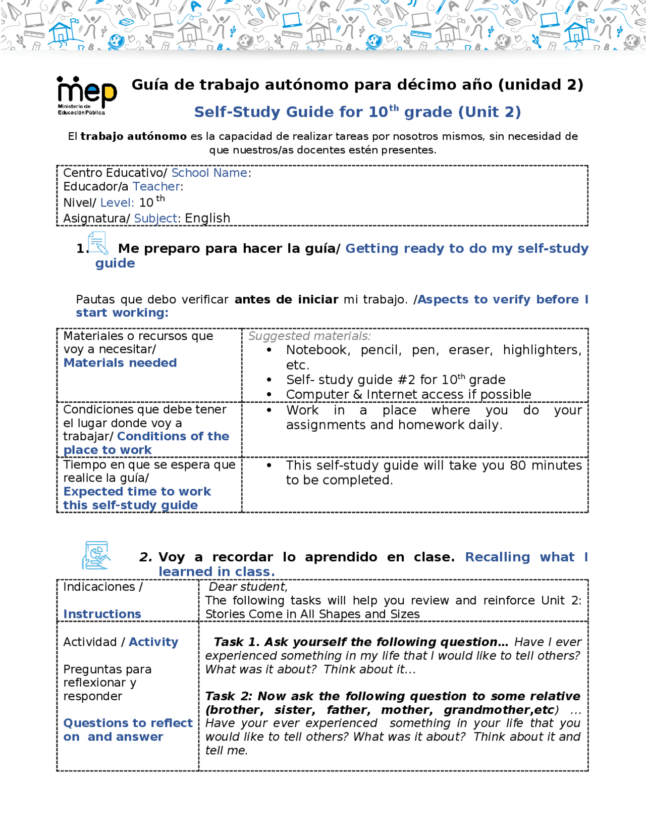 Inglés décimo Unit # 3 - Docsity