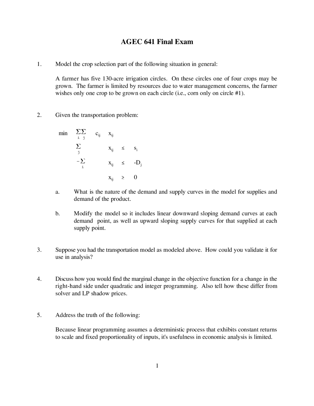 Study Questions for Final Exam - Operations Research Methods in ...