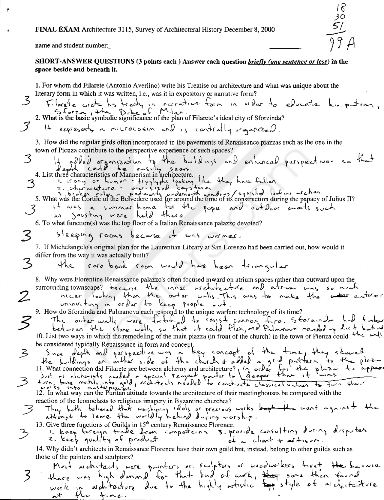 Final Exam With Solution History Of Architecture Arch 3115 Exams