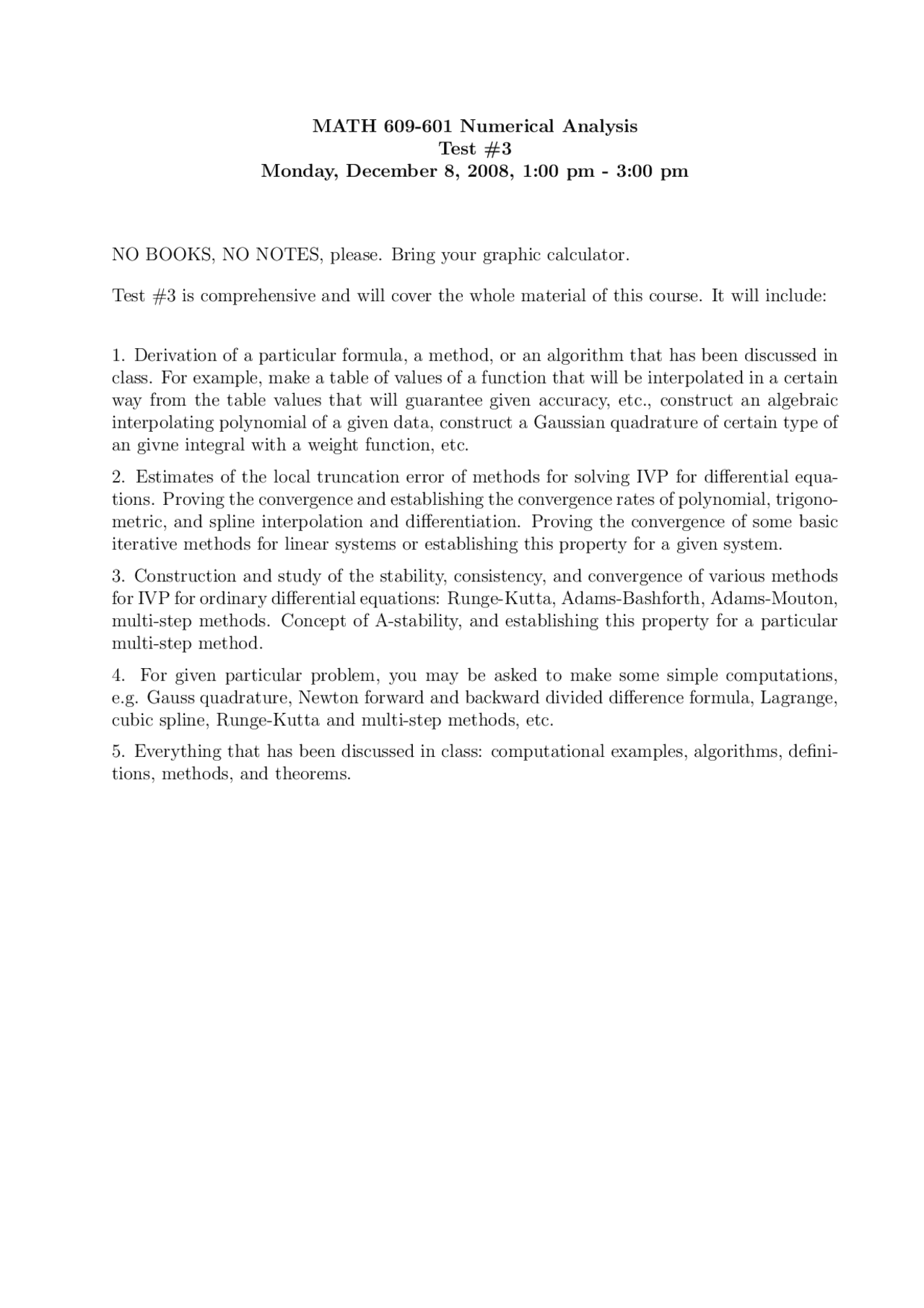 5 Problems For Numerical Analysis Past Test 3 Math 609 Docsity