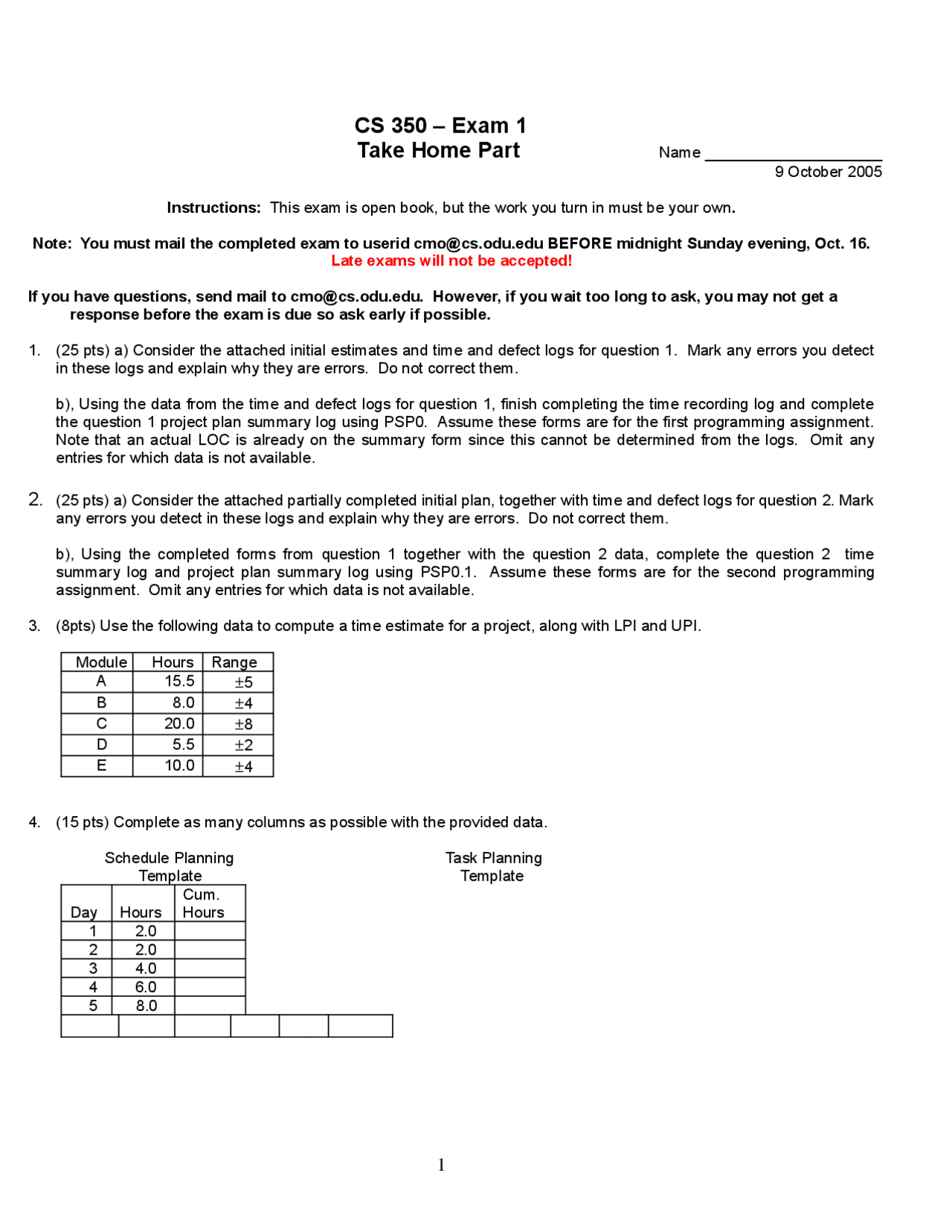 4 Questions of Introduction to Software Engineering - Exam 1 | CS 350 ...