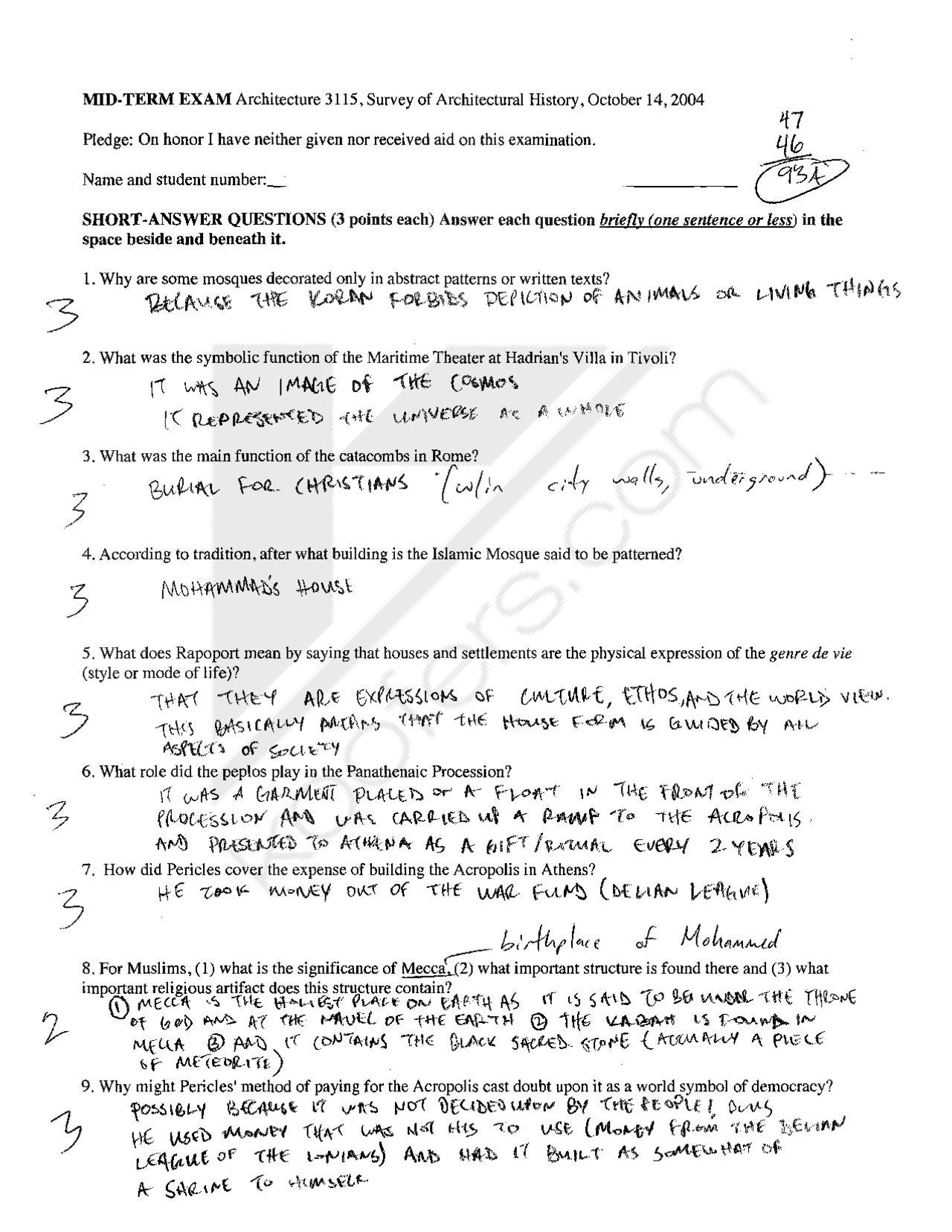 Mid Term Exam For History Of Architecture Arch 3115 Docsity