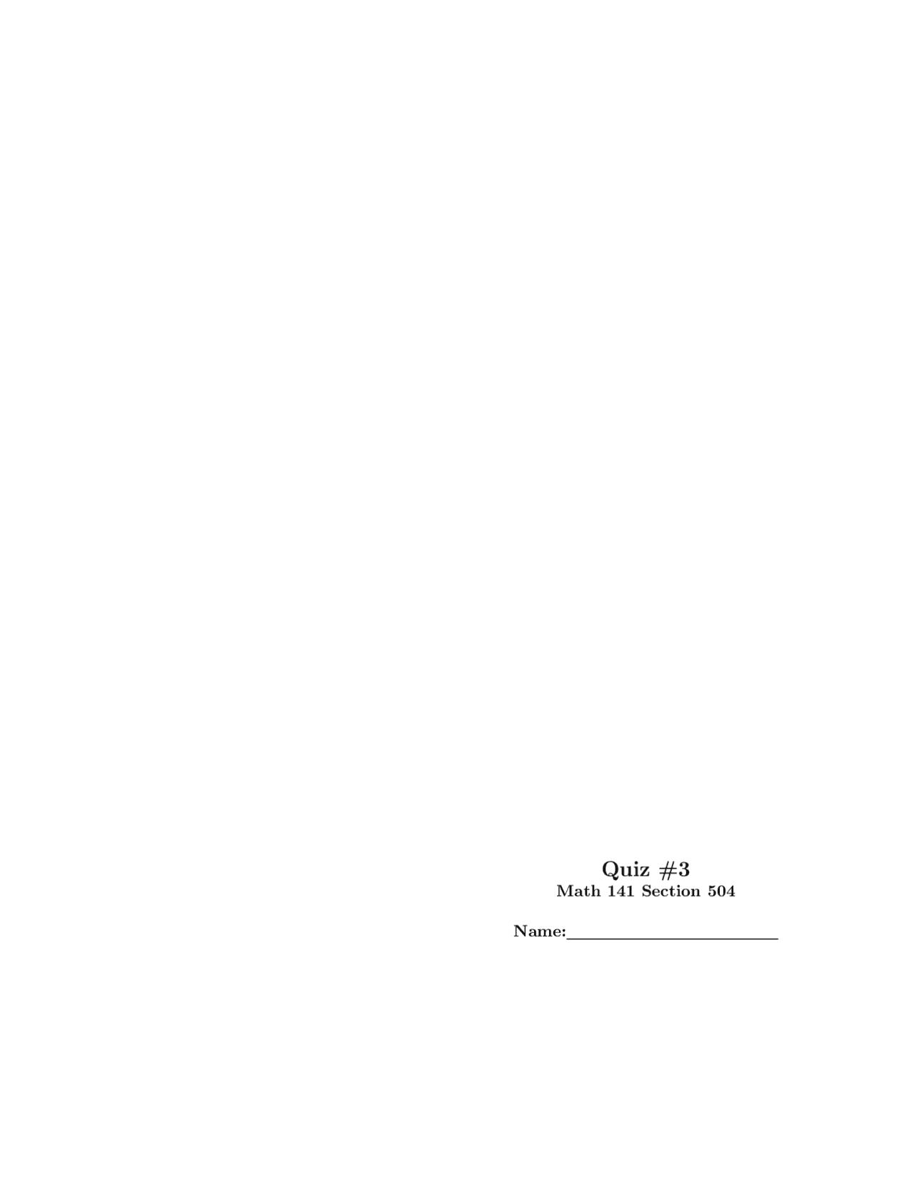 Quiz 3 Question Honor Business Mathematics I Math 141 Docsity