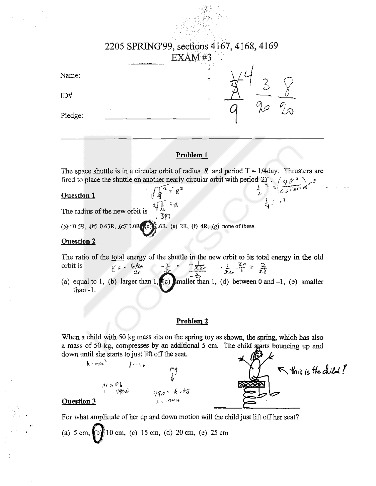 Exam 3 Answer Solution General Physics Phys 2205 Docsity