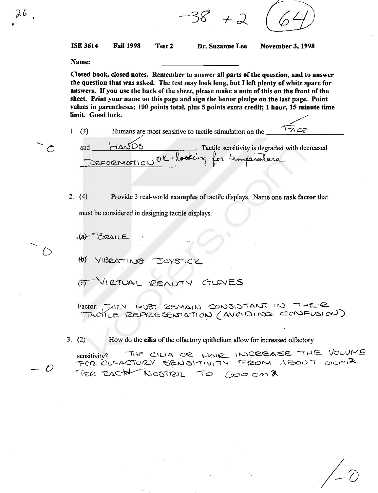 25 Solved Questions On Tactile Stimulation Exam 2 Ise 3614 Docsity