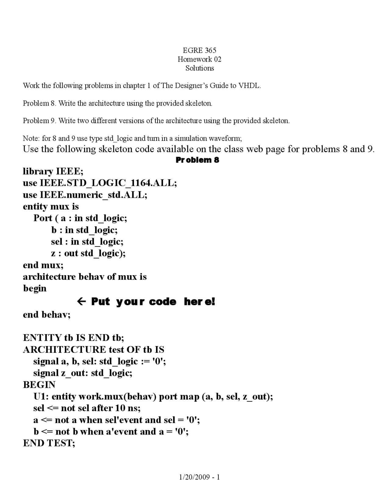 Coding Assignment Write Architecture Digital Systems Egre 365