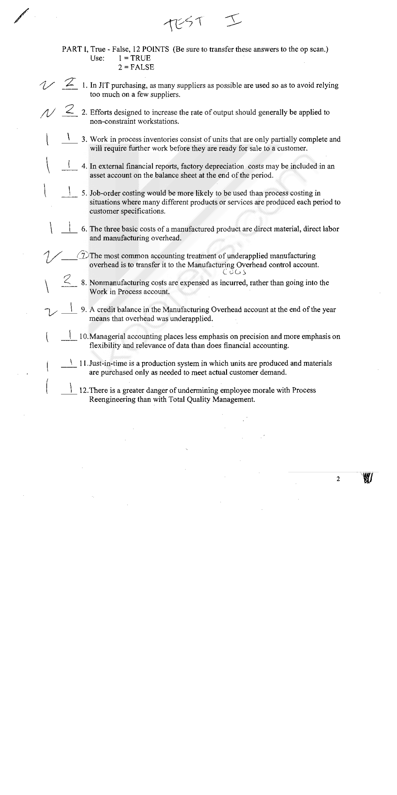 Principles of Accounting - Solved Test 1 | ACIS 2116 | Exams Financial ...
