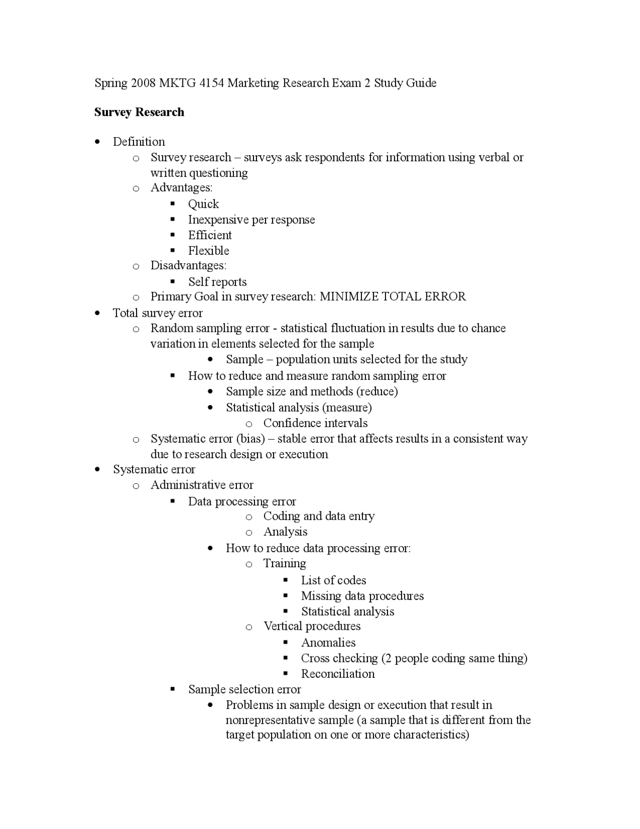 Study Guide of Marketing Research - Survey And Designing Research ...