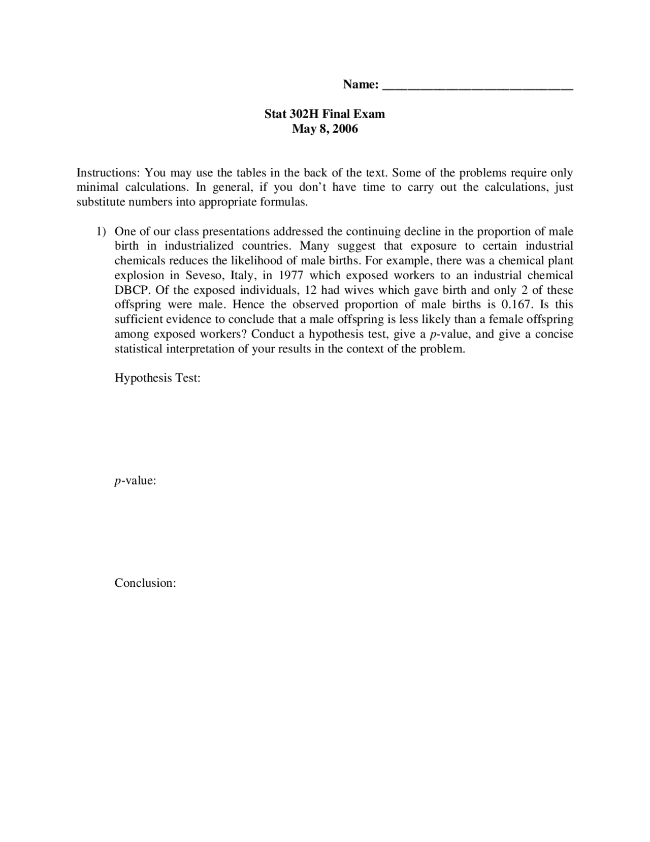 Statistical Methods Final Exam Practice Stat 302 Exams Data Analysis And Statistical Methods