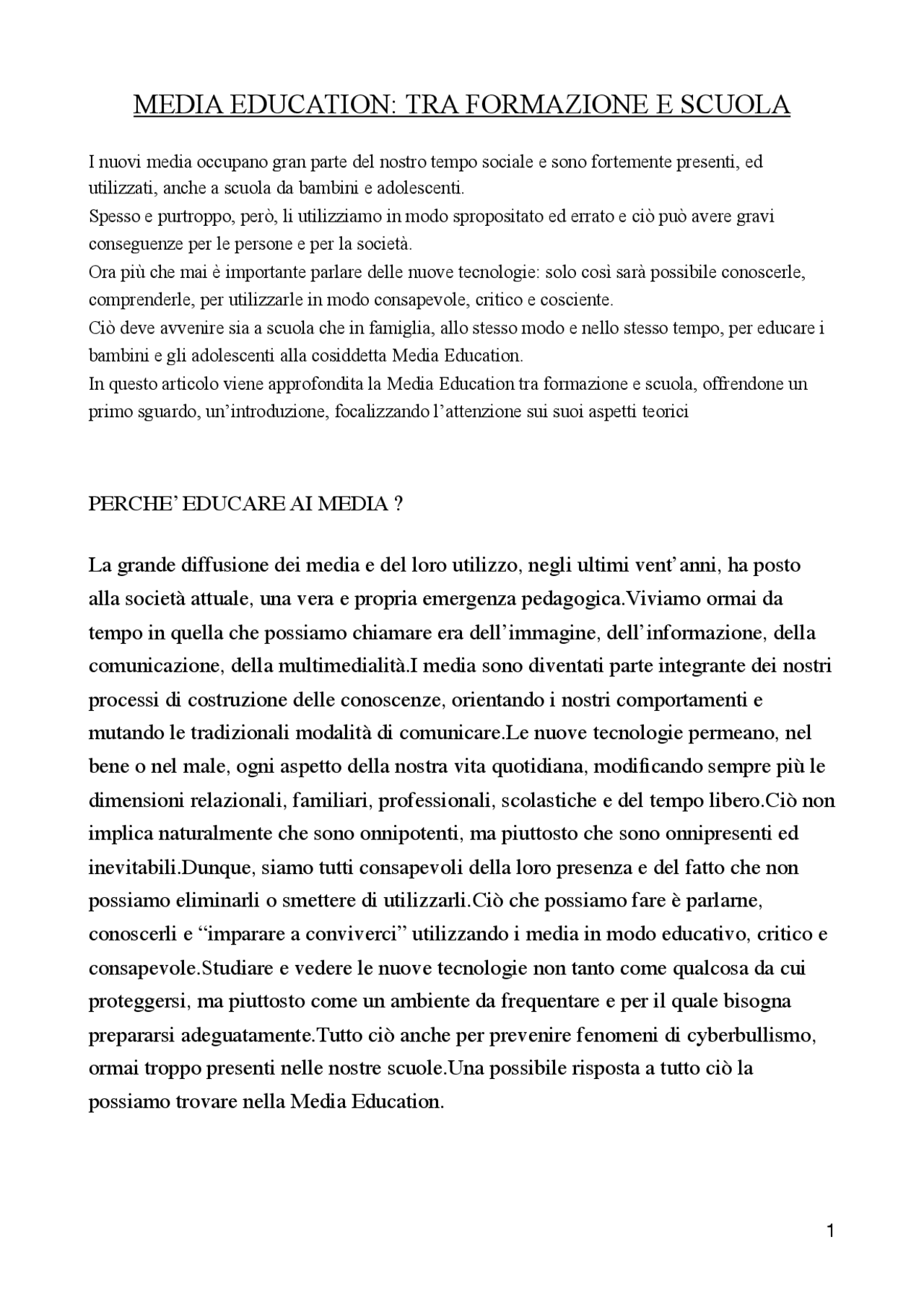 Teorie Dei Processi Comunicativi E Formativi Docsity