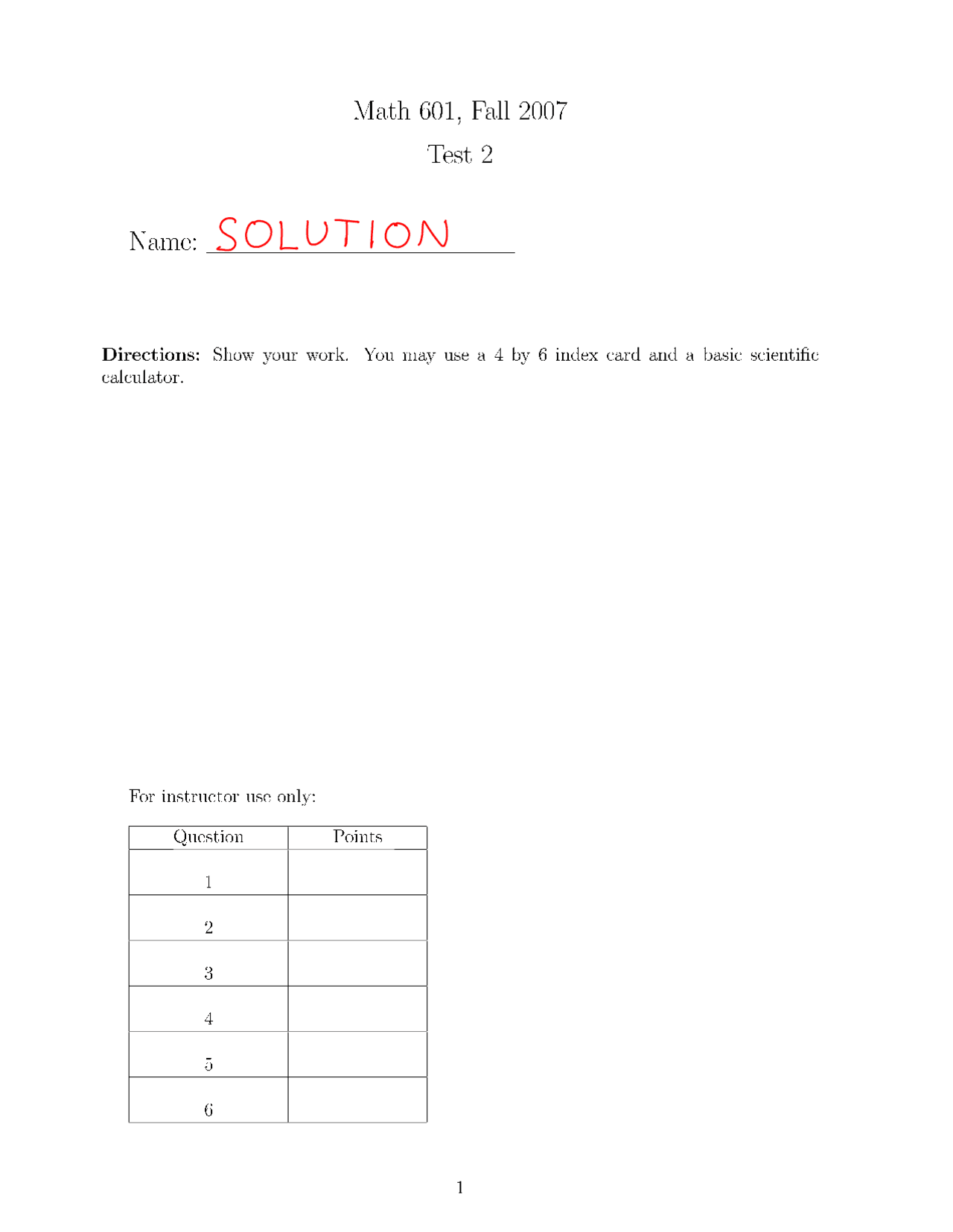 Past Test 2 With Resolution Methods In Applied Mathematics Math 601 Docsity